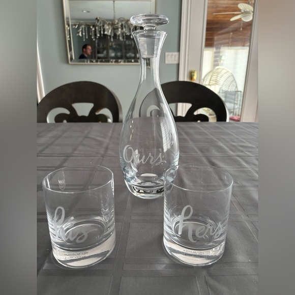 kate spade | Dining | Kate Spade Clear Glass Decanter And Glass Set ...